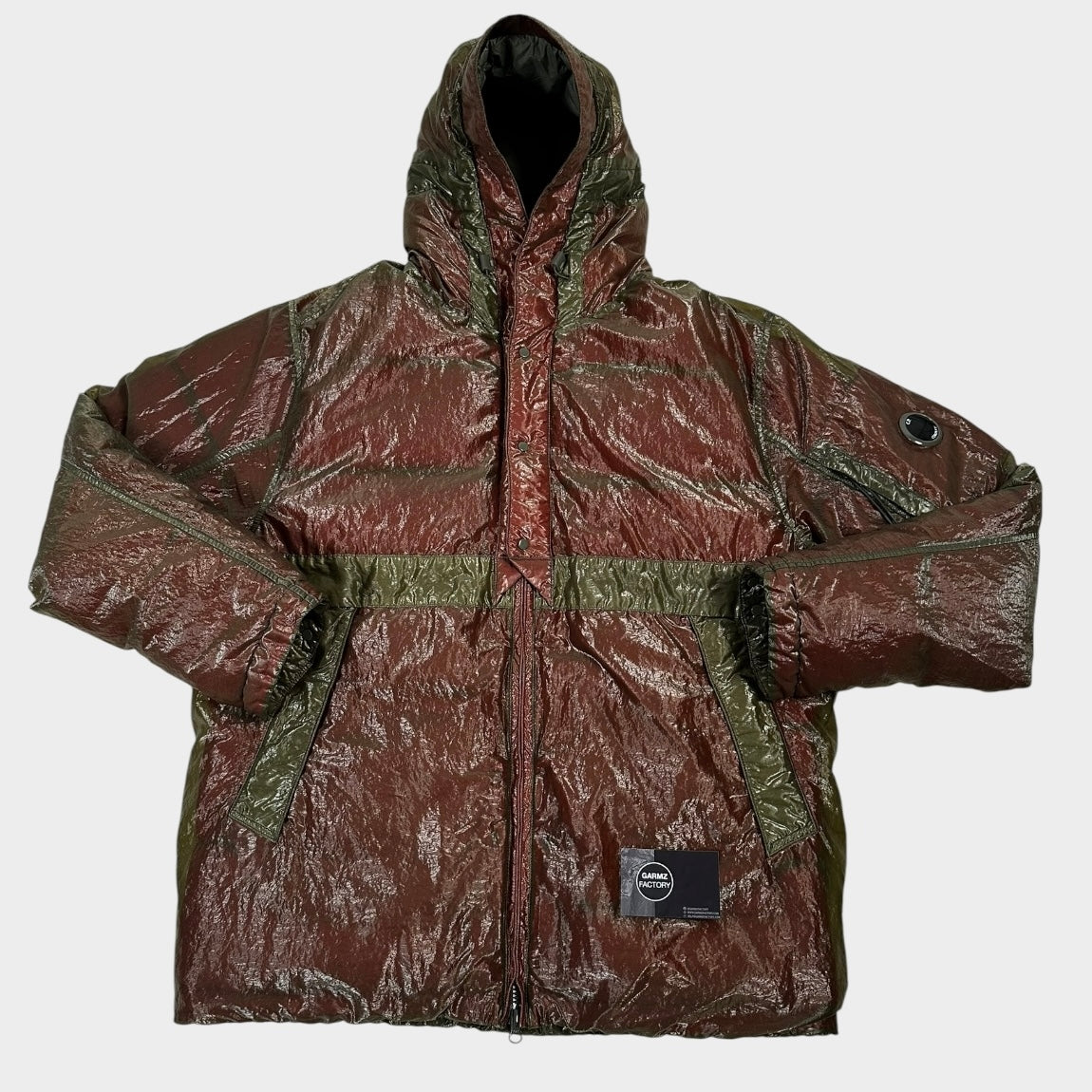 C.P. Company Kan - D Hooded Down Jacket Red & Green – Garmz Factory