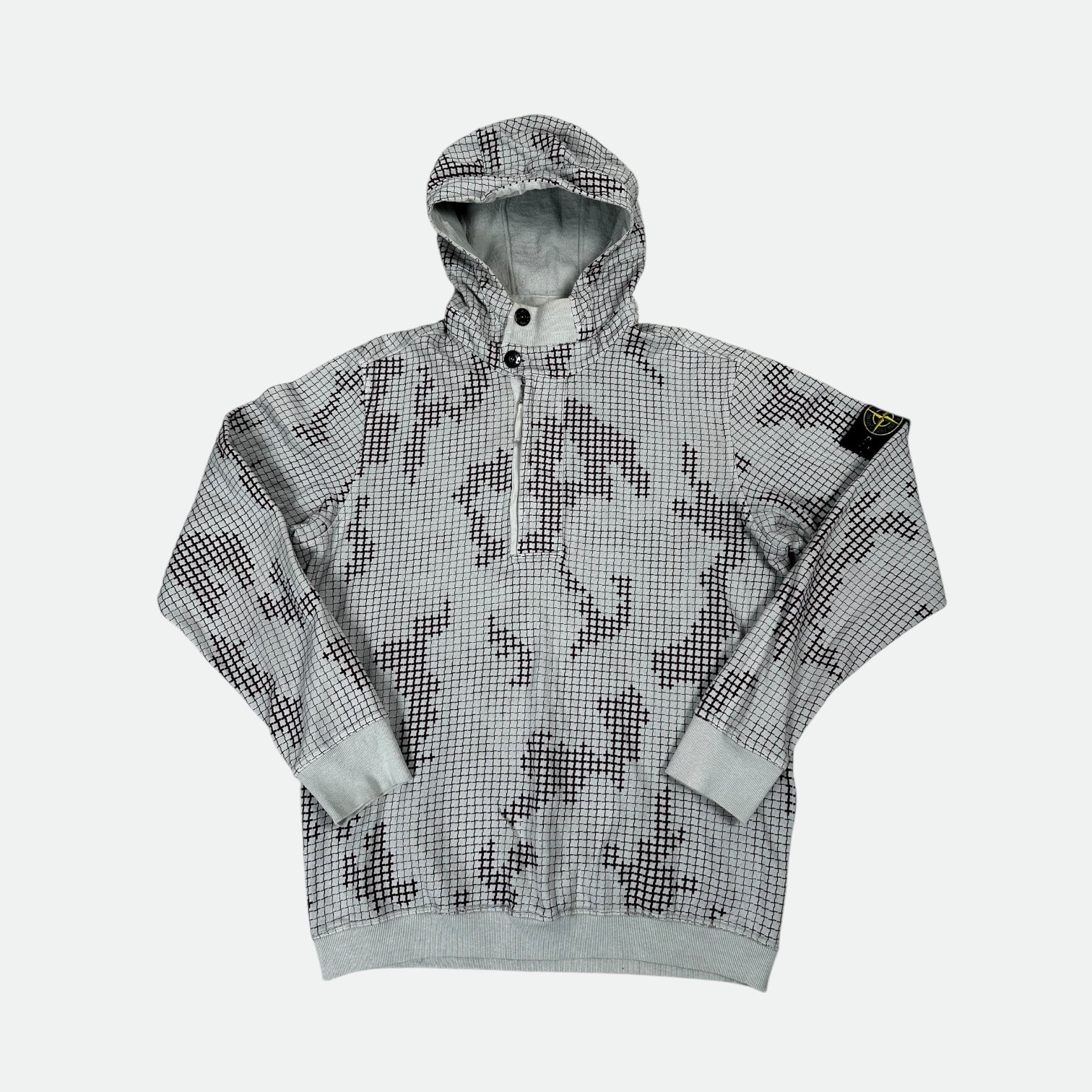 Stone Island Grid Check Camo Hooded Jumper Grey – Garmz Factory