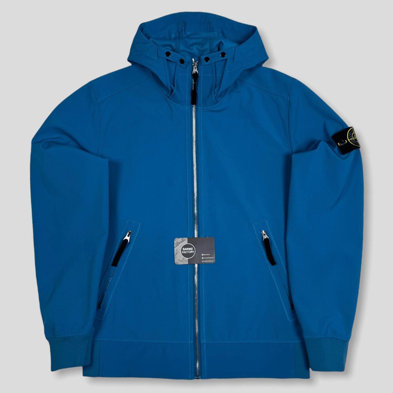 Stone Island Light Soft Shell-R Hooded Jacket Blue – Garmz Factory